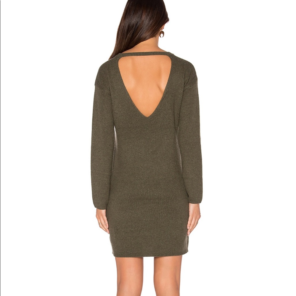360 Cashmere Daniella Olive Green Open Back Long Slee… - Gem